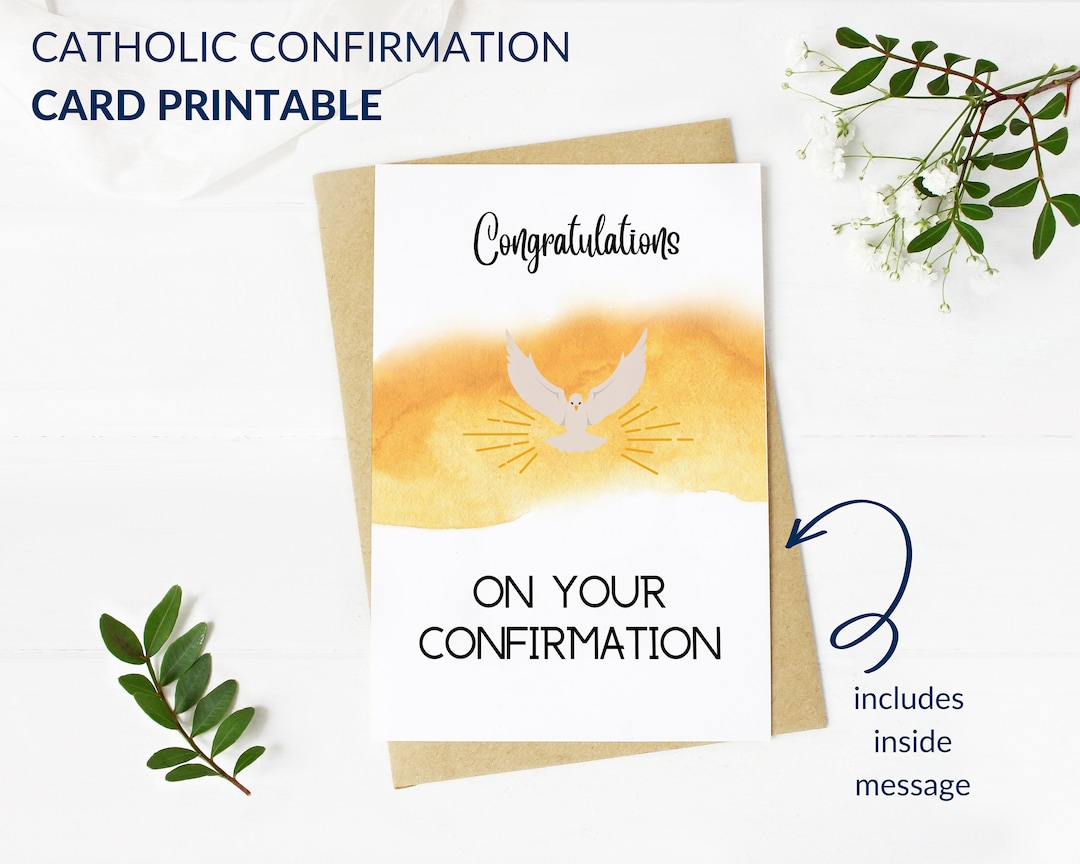 Confirmation Card Catholic Print Confirmation Gifts for Boys Girls ...