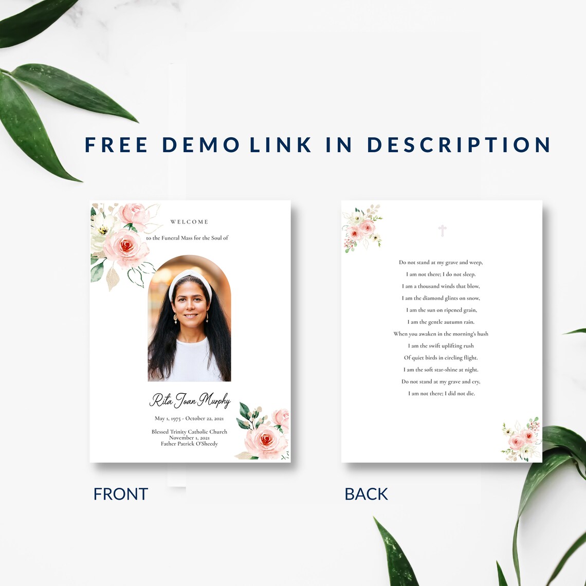Catholic Funeral Program Template Catholic Funeral Mass Memorial ...