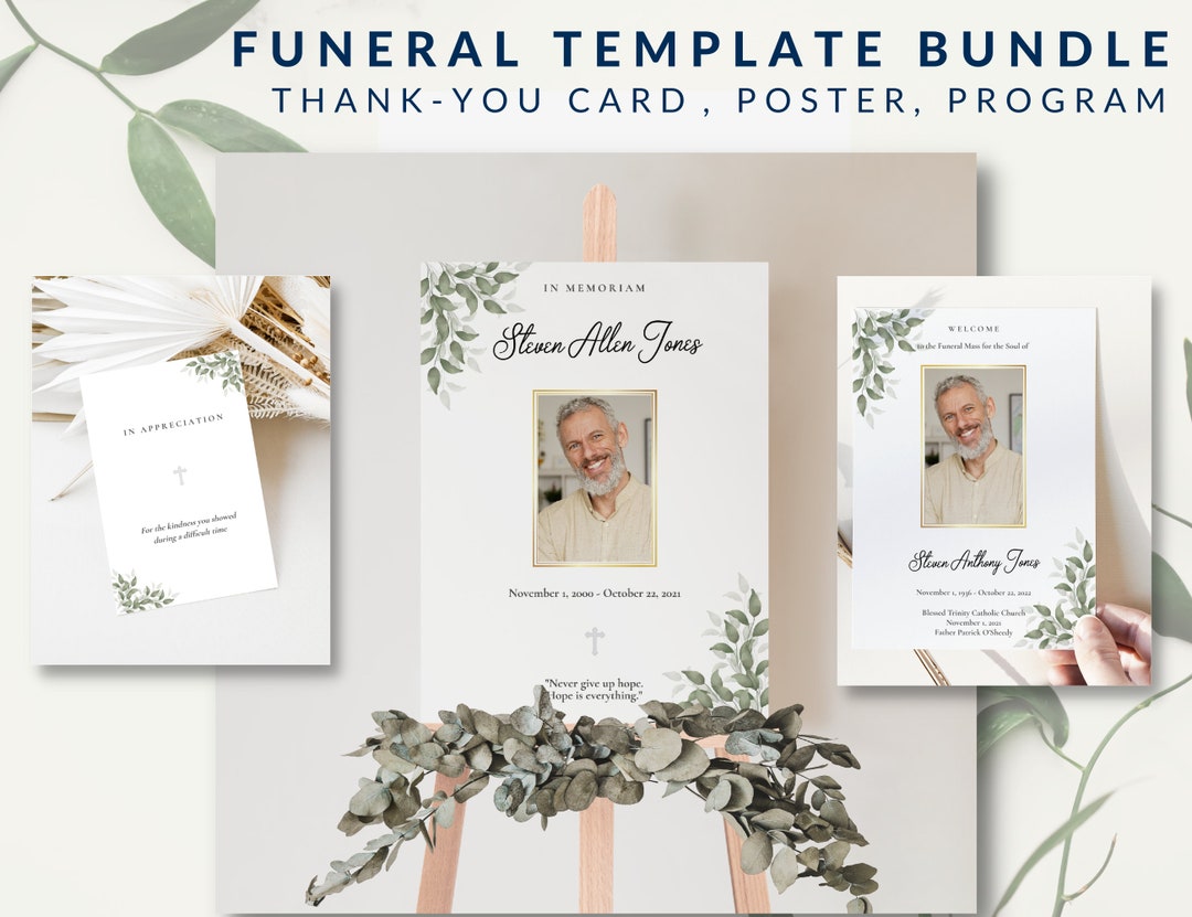 Catholic Funeral Program Template Bundle With Thank You Cards Catholic ...