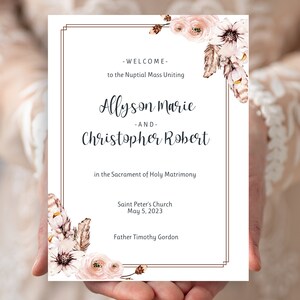 Catholic Wedding Program Template Boho, PDF Template, Editable Digital ...