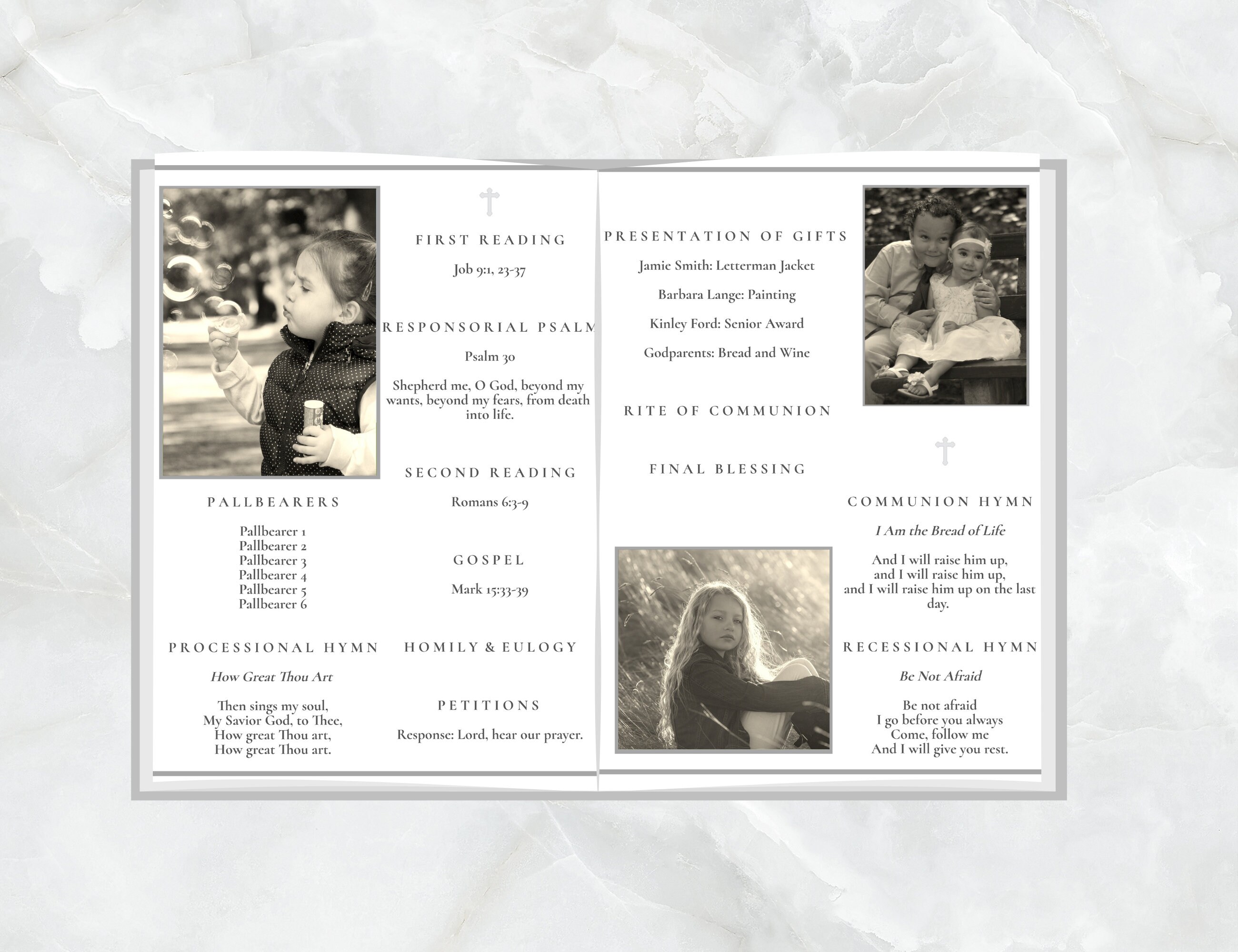 Catholic Funeral Program Template for Women Editable Booklet - Etsy UK