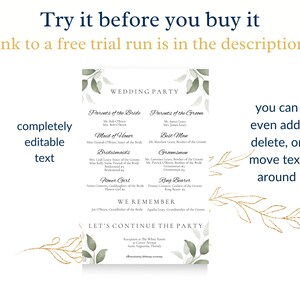 Catholic Wedding Program Template, Liturgy Only, Without Mass, Editable ...