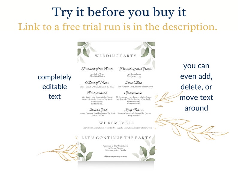 Catholic Wedding Program Template, Liturgy Only, Without Mass, Editable ...