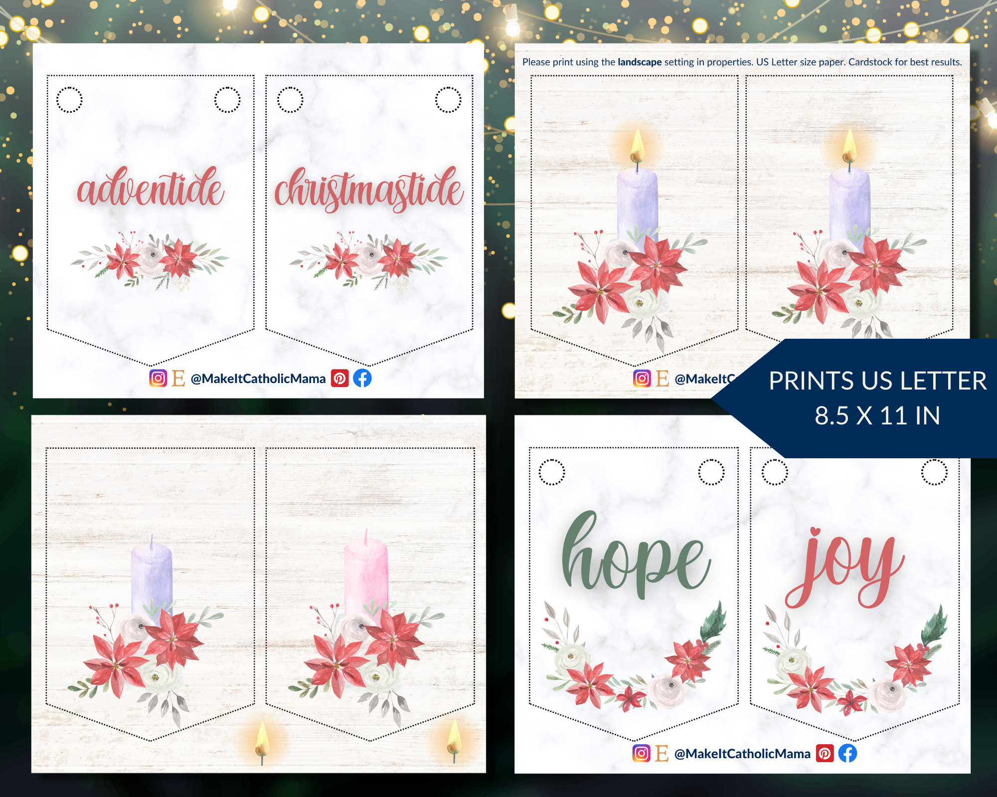 Advent Wreath Banner, DIY Advent, Religious Christmas Decor, Candles ...