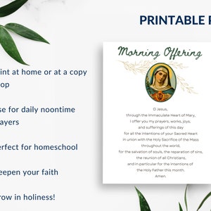 Catholic Morning Offering PDF Prayer Daily Traditional Card Liturgical ...
