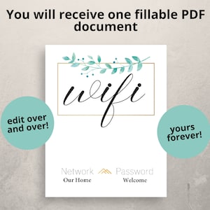 Editable Wifi Password Sign Printable Short Term Rental Vacation ...