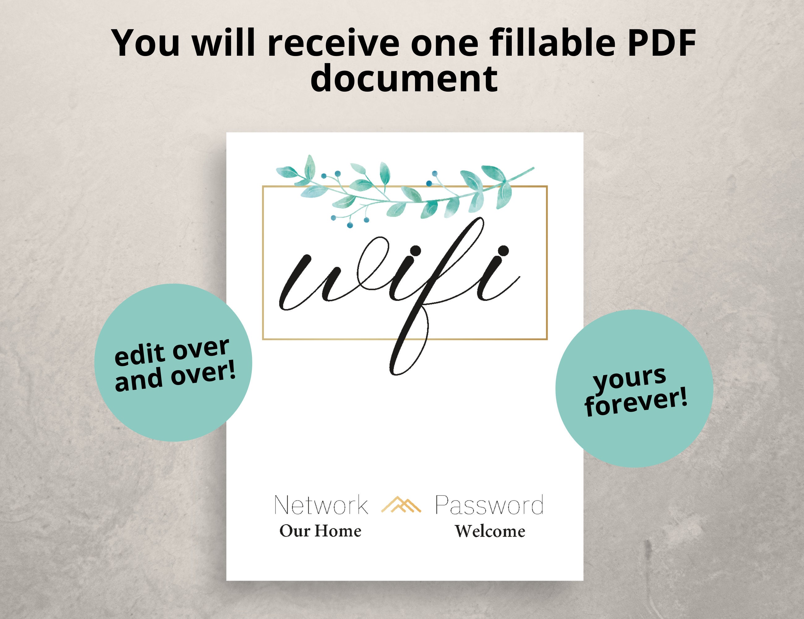 Editable Wifi Password Sign Printable Short Term Rental Vacation ...