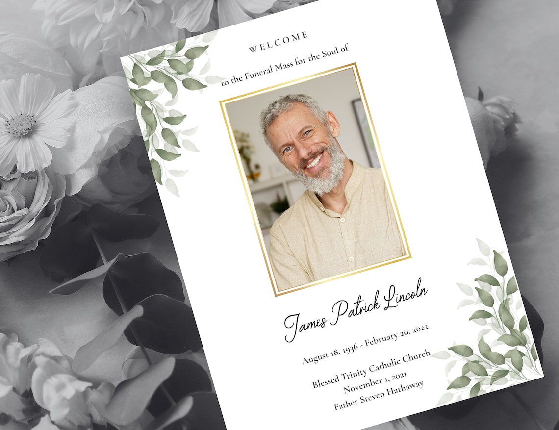 Catholic Funeral Program Template Catholic Mass Service - Etsy