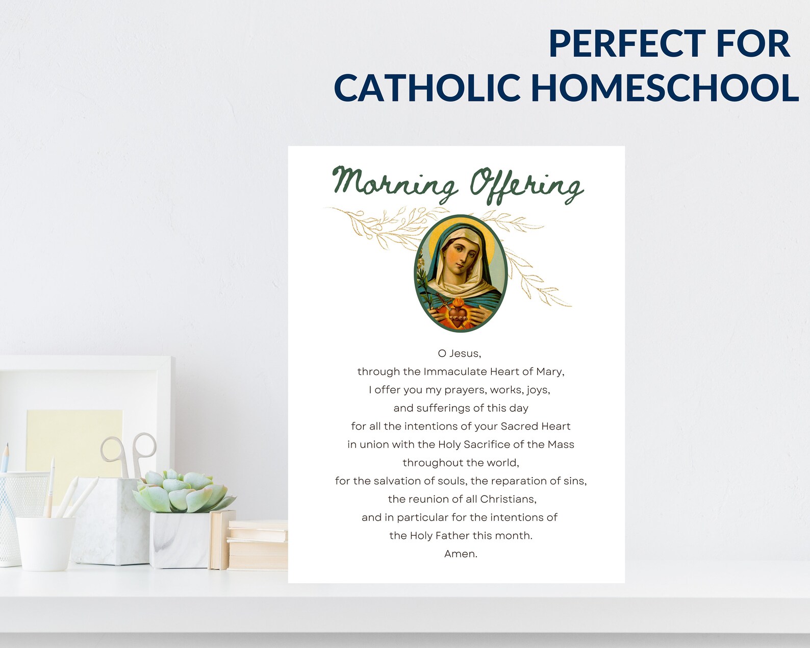Catholic Morning Offering PDF Prayer Daily Traditional Card Liturgical ...