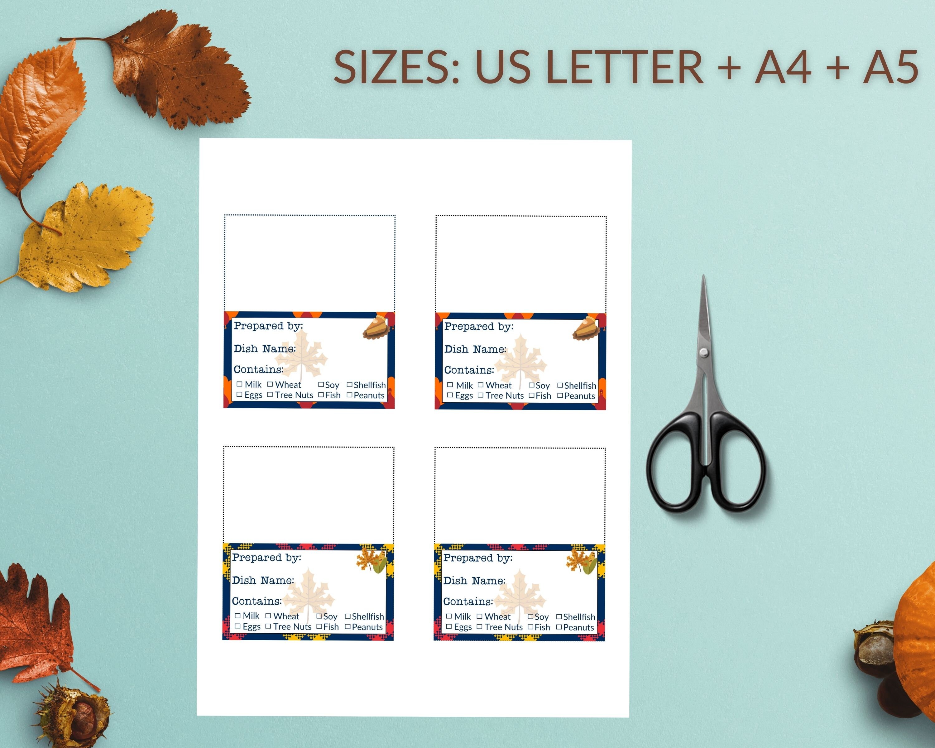 Potluck Tent Cards for Thanksgiving, Table Tents, Food Tent Cards ...