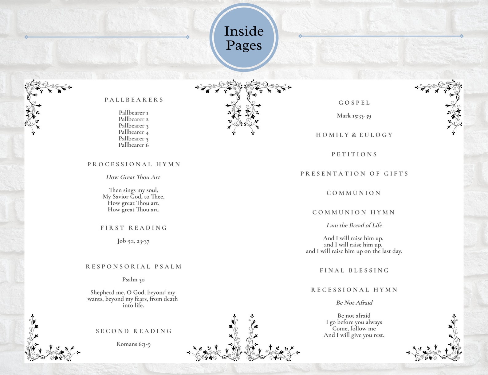 Catholic Funeral Program Template for Women Editable Booklet - Etsy