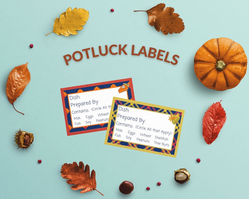 Potluck Food Labels for Thanksgiving Template Printable PDF - Etsy