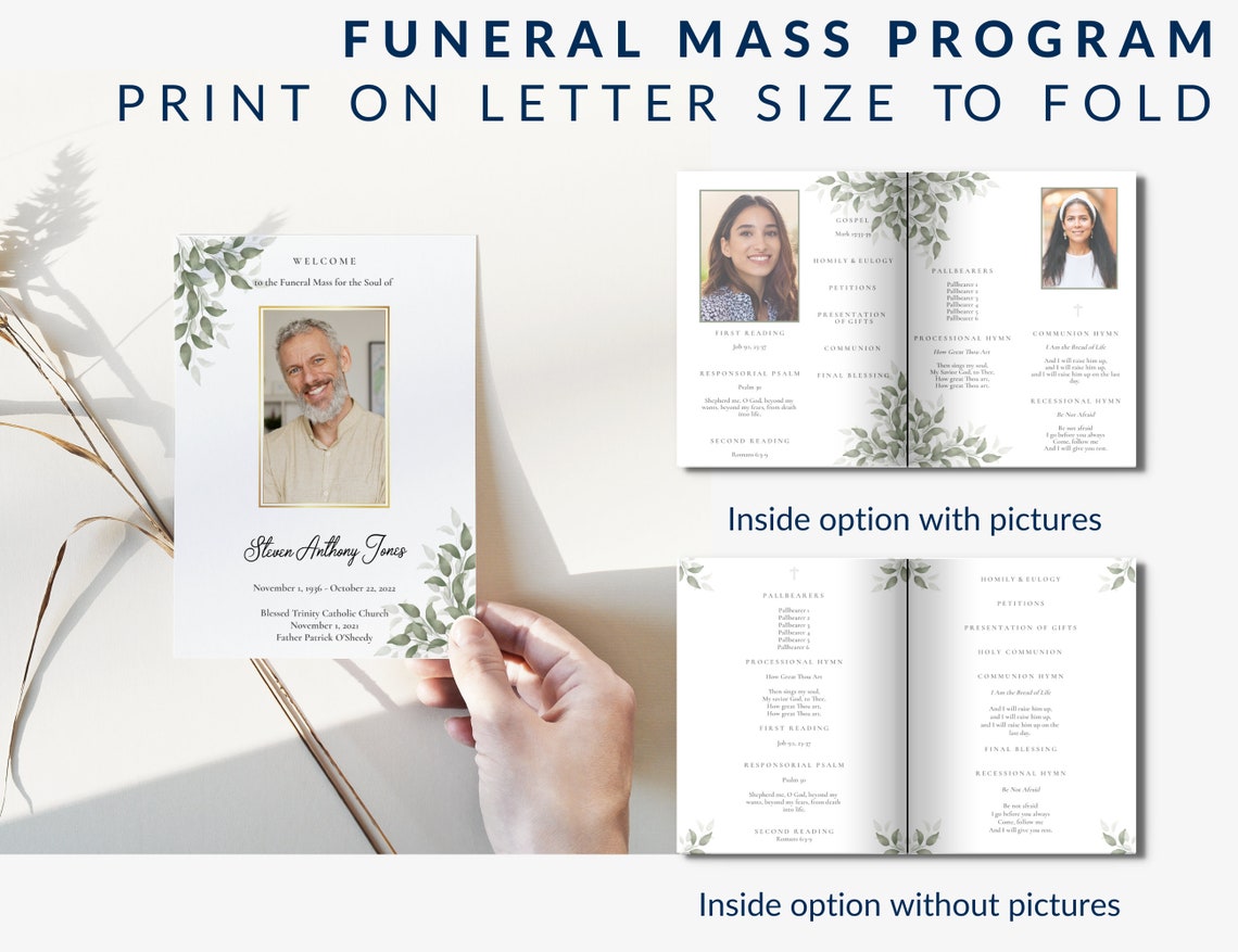 Catholic Funeral Program Template Bundle With Thank You Cards - Etsy