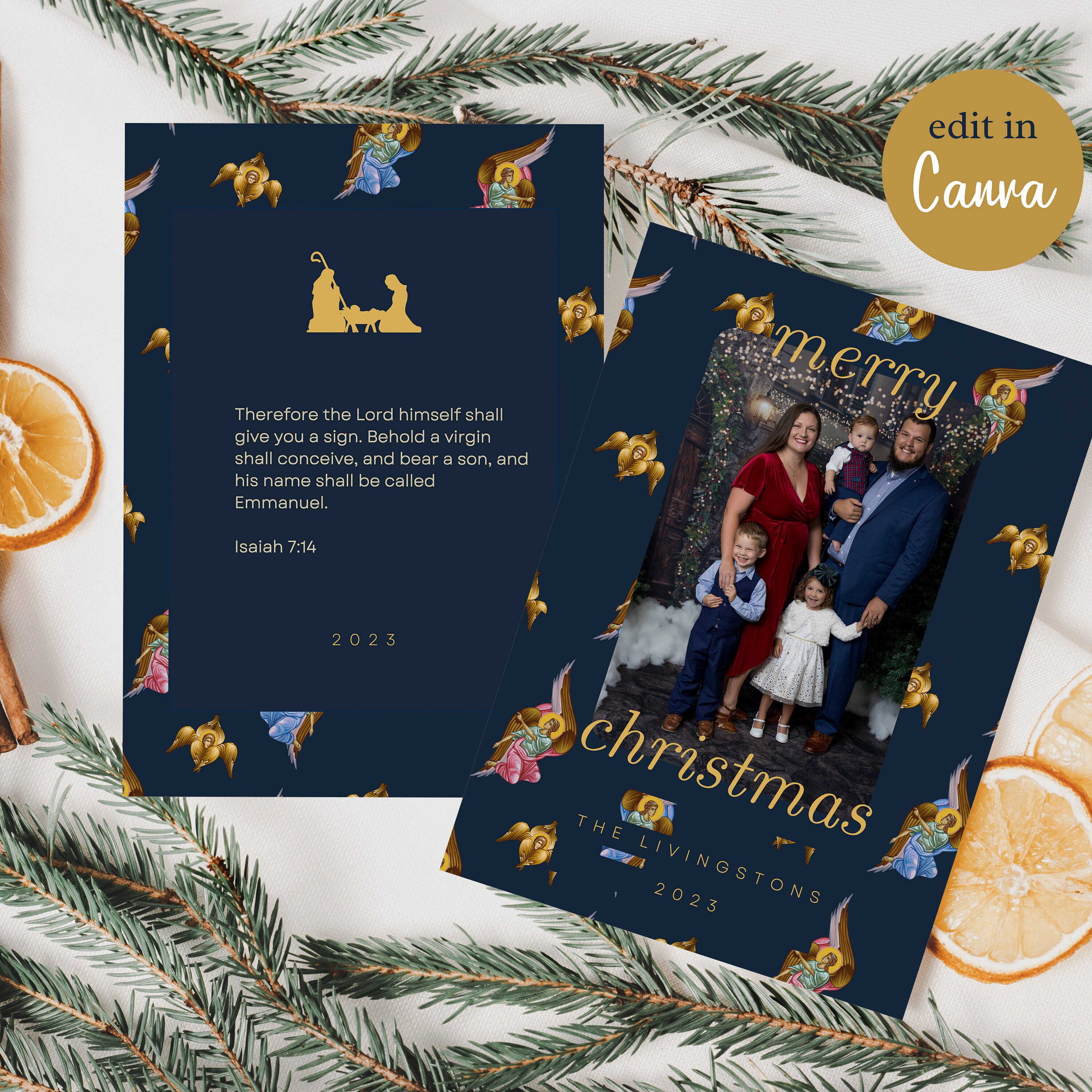 Catholic Christmas Cards Printable With Photo Template, Family ...