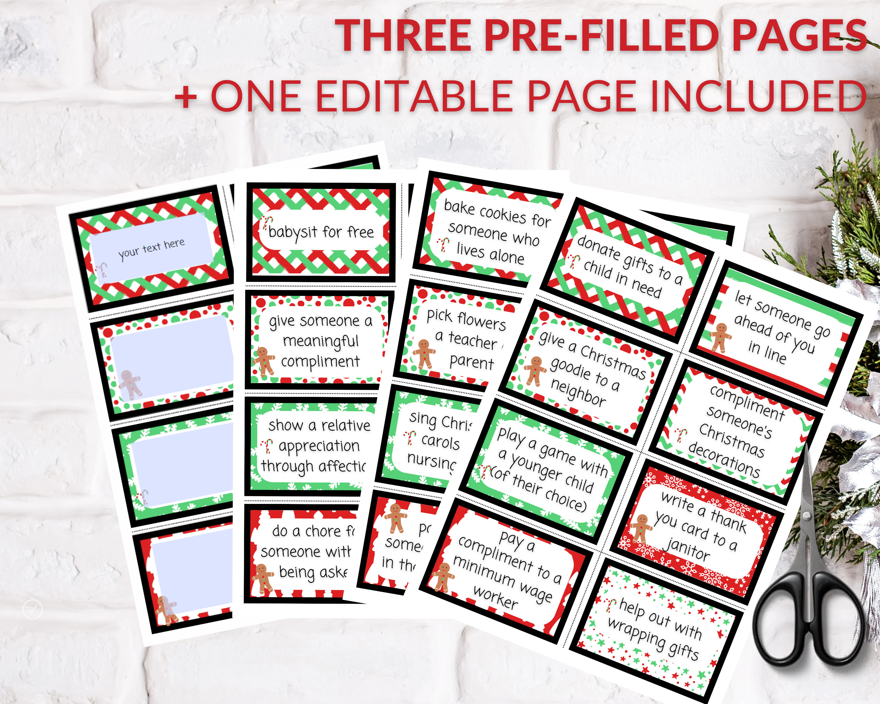 Kindness Advent Calendar and Cards, Christmas Kindness, DIY Advent ...