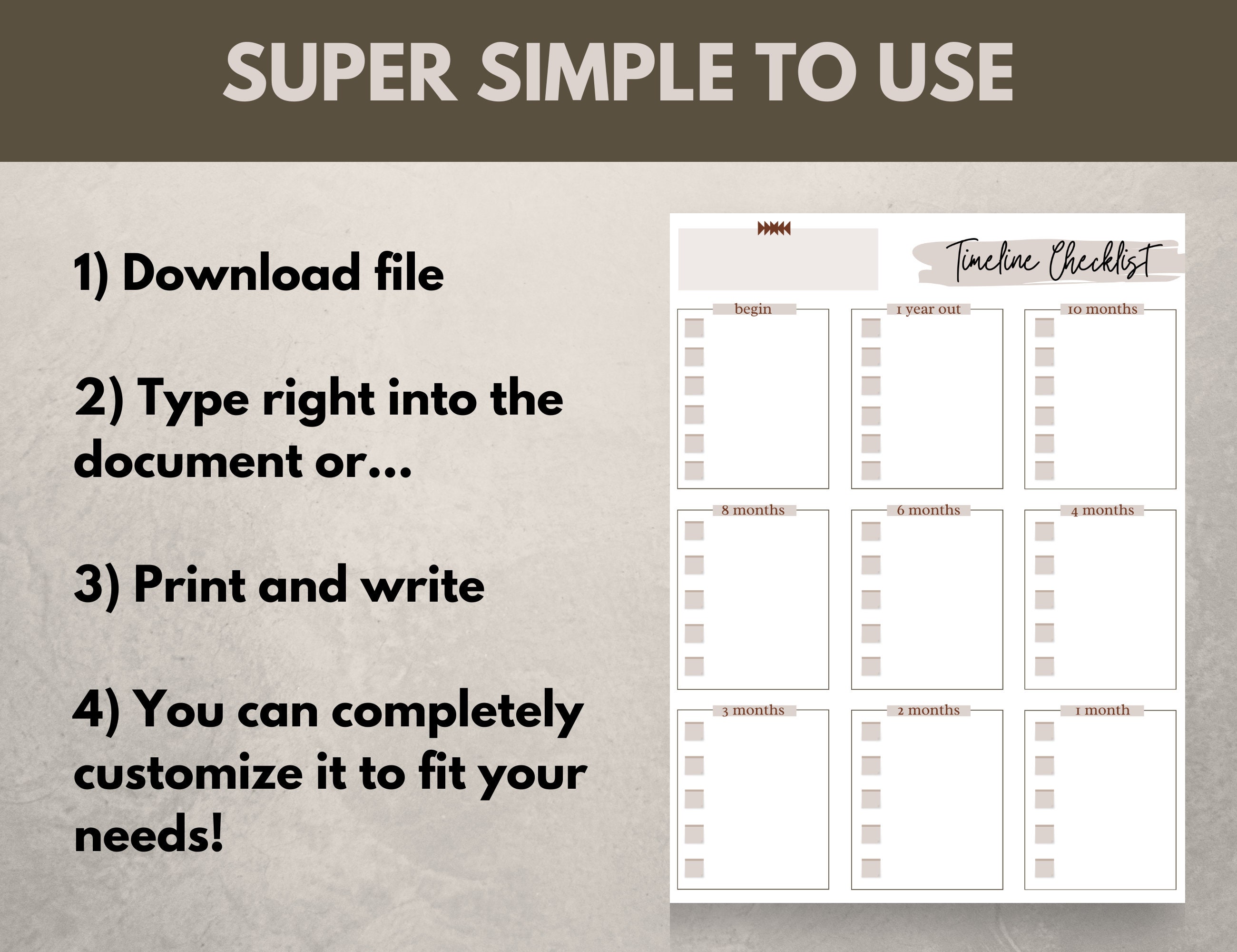 Wedding Checklist by Month Fillable Editable Timeline Itinerary ...