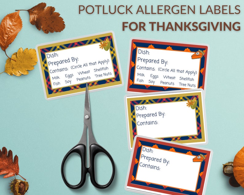 Potluck Food Labels for Thanksgiving Template Printable PDF - Etsy