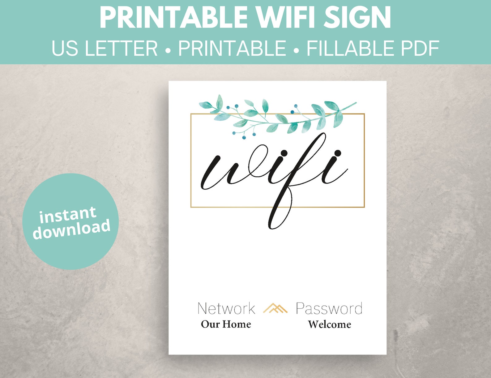 Editable Wifi Password Sign Printable Short Term Rental - Etsy Canada