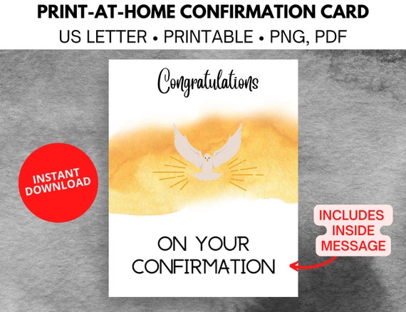 Confirmation Card Catholic Print Confirmation Gifts for Boys - Etsy