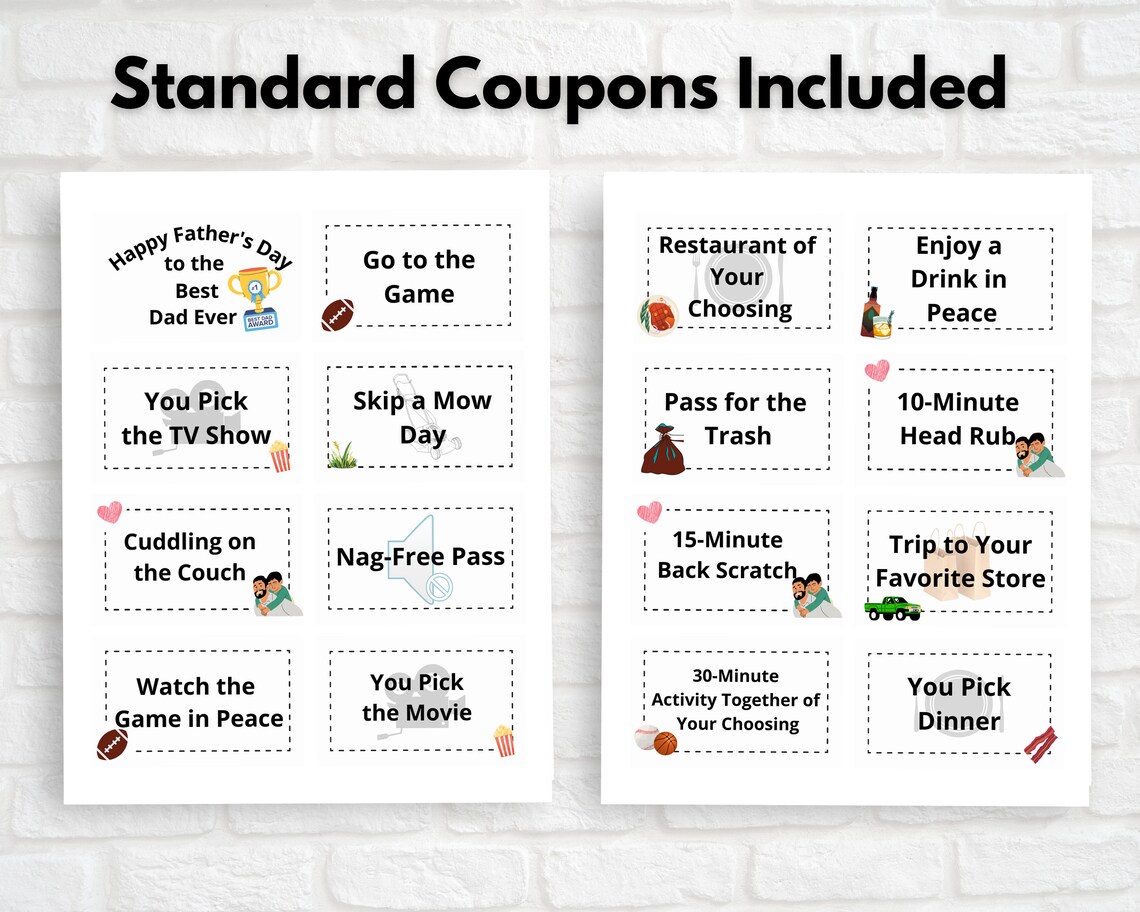 Fathers Day Gift Fill in the Blank Easy Gift Idea Dad Love Coupon Book ...