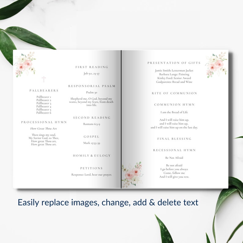 Catholic Funeral Program Template Catholic Funeral Mass Memorial ...