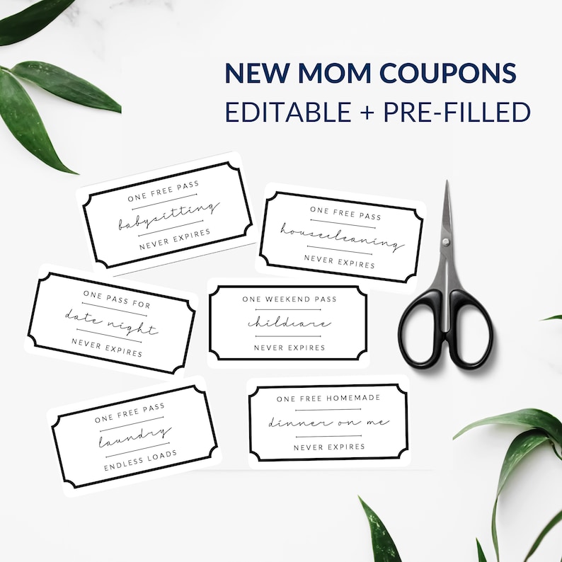 Coupons for Mom Editable Babysitting Printable Digital Download Mothers ...