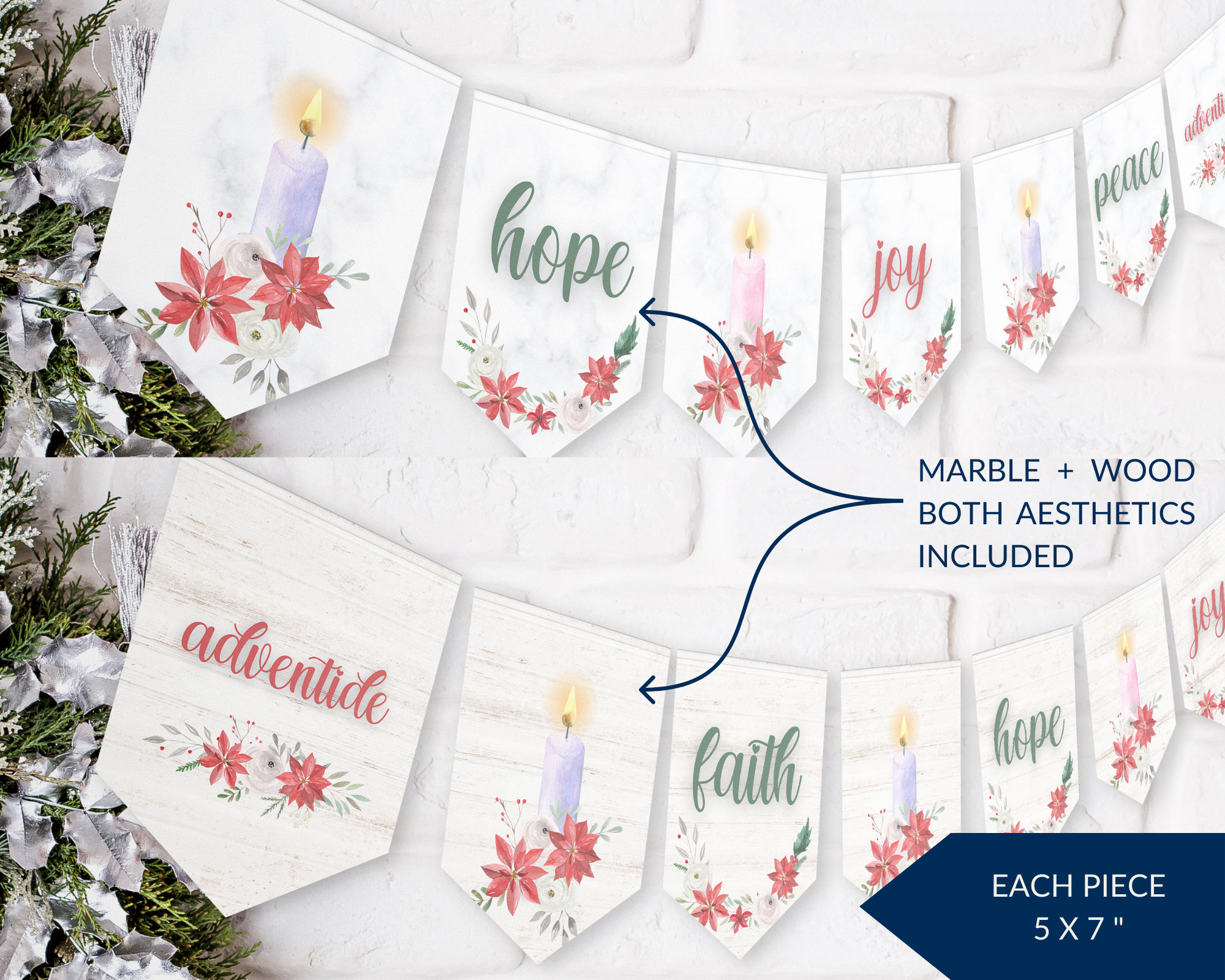 Advent Wreath Banner, DIY Advent, Religious Christmas Decor, Candles ...