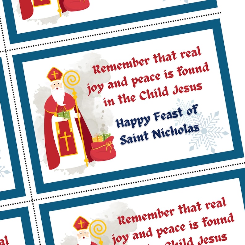 Saint Nicholas Day Card Favors, St. Nick Day, Saint Nick Day Gifts ...