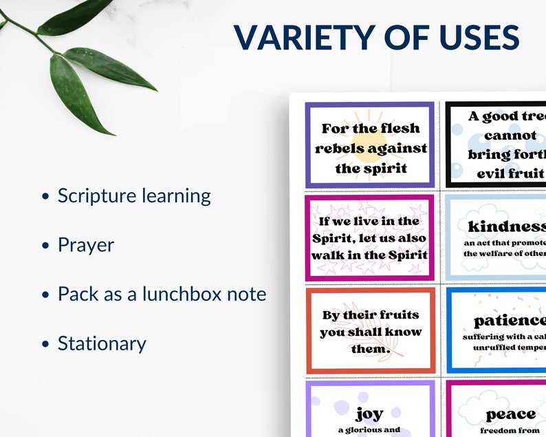 Catholic Fruits of the Spirit, Lunchbox Notes for Teens Kids Boys Girls ...