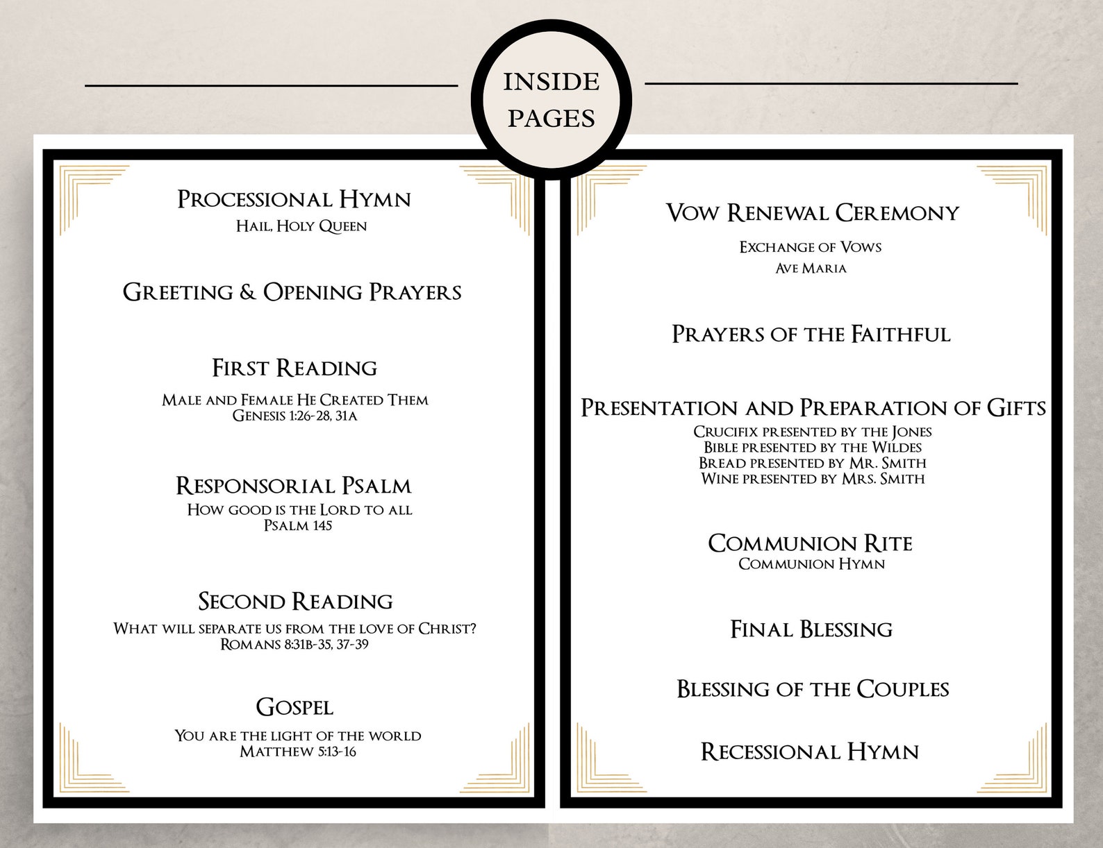 Catholic Wedding Anniversary Program Mass Template, PDF Template ...