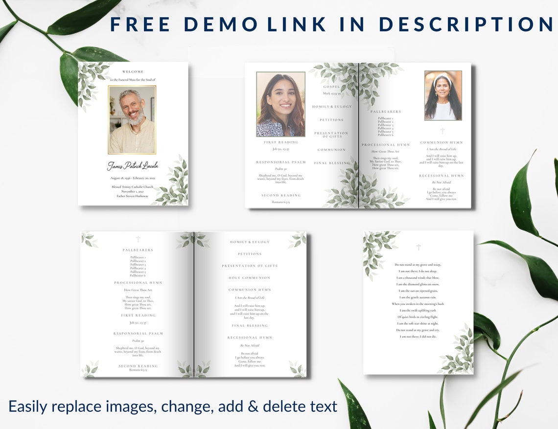 Catholic Funeral Program Template Catholic Mass Service - Etsy UK