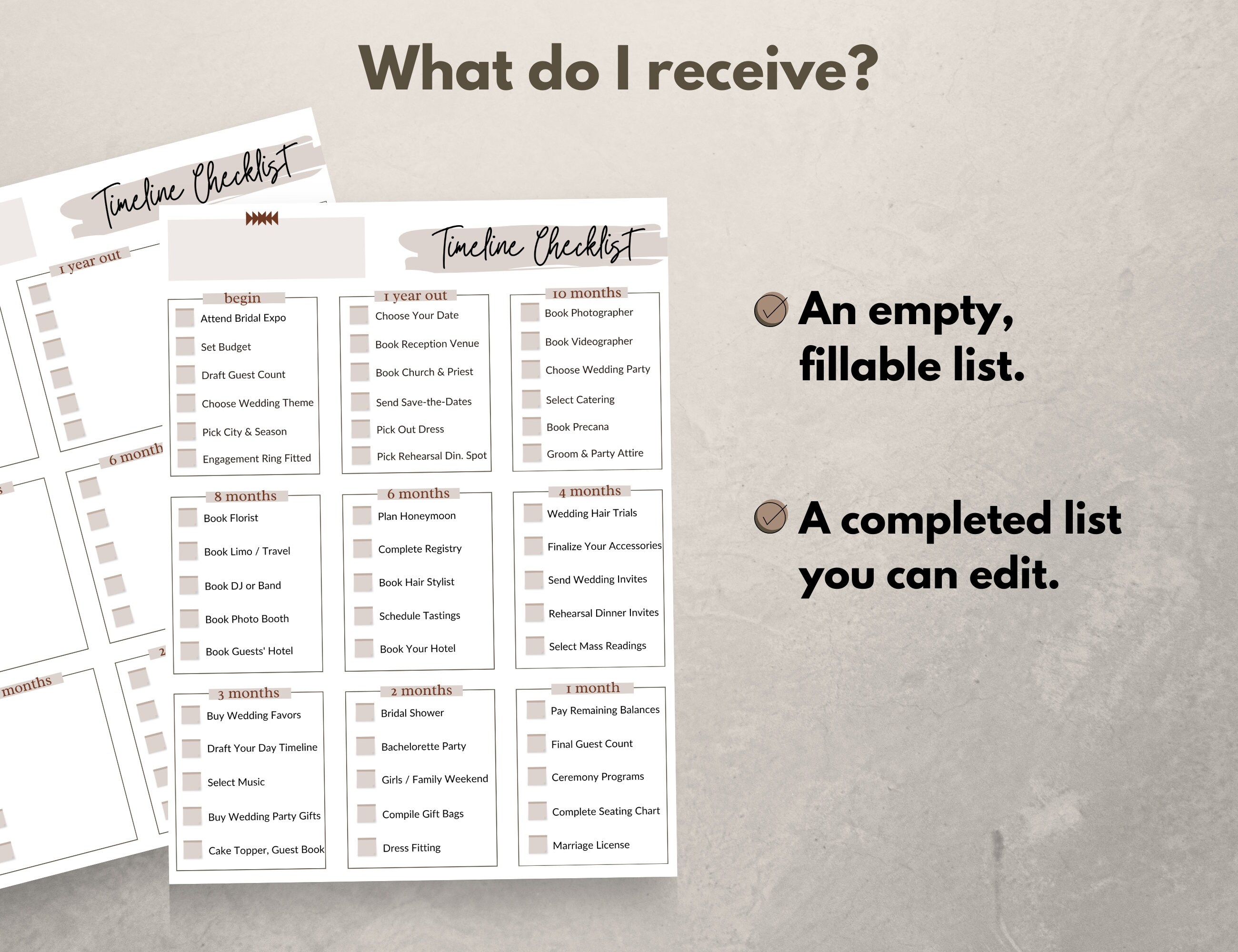 Wedding Checklist by Month Fillable Editable Timeline Itinerary ...