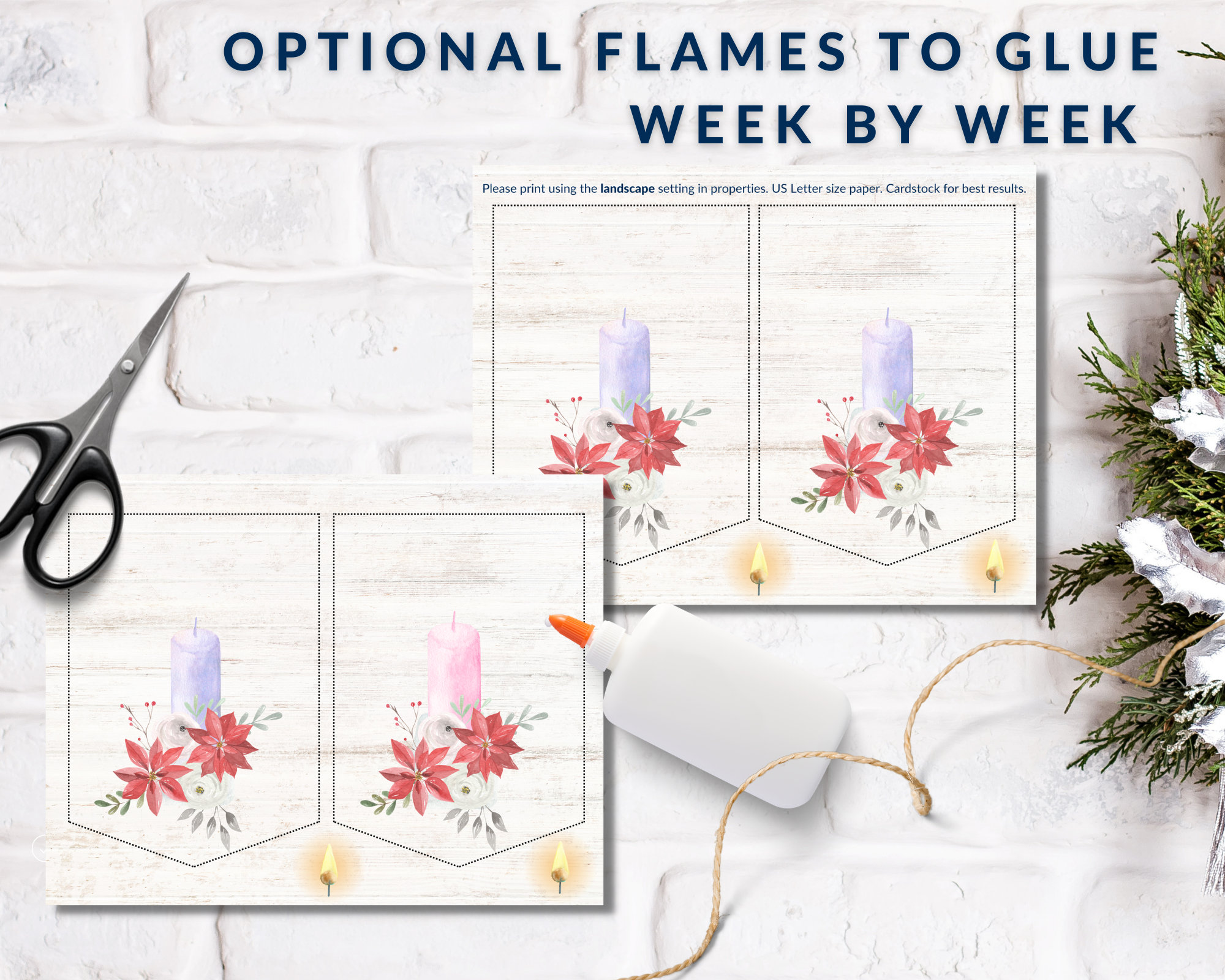 Advent Wreath Banner, DIY Advent, Religious Christmas Decor, Candles ...