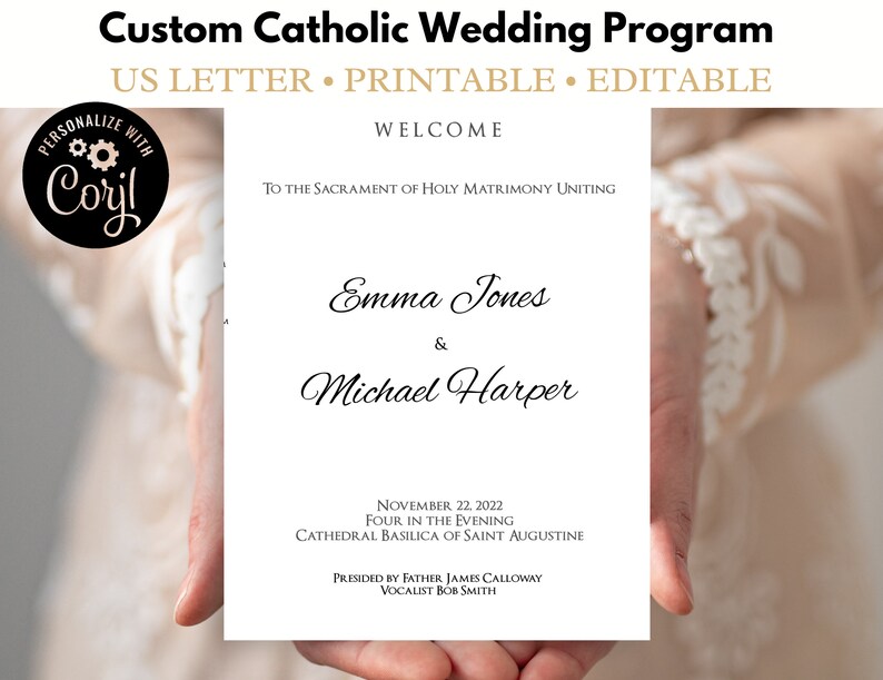 Catholic Wedding Program Template Catholic Church Wedding - Etsy