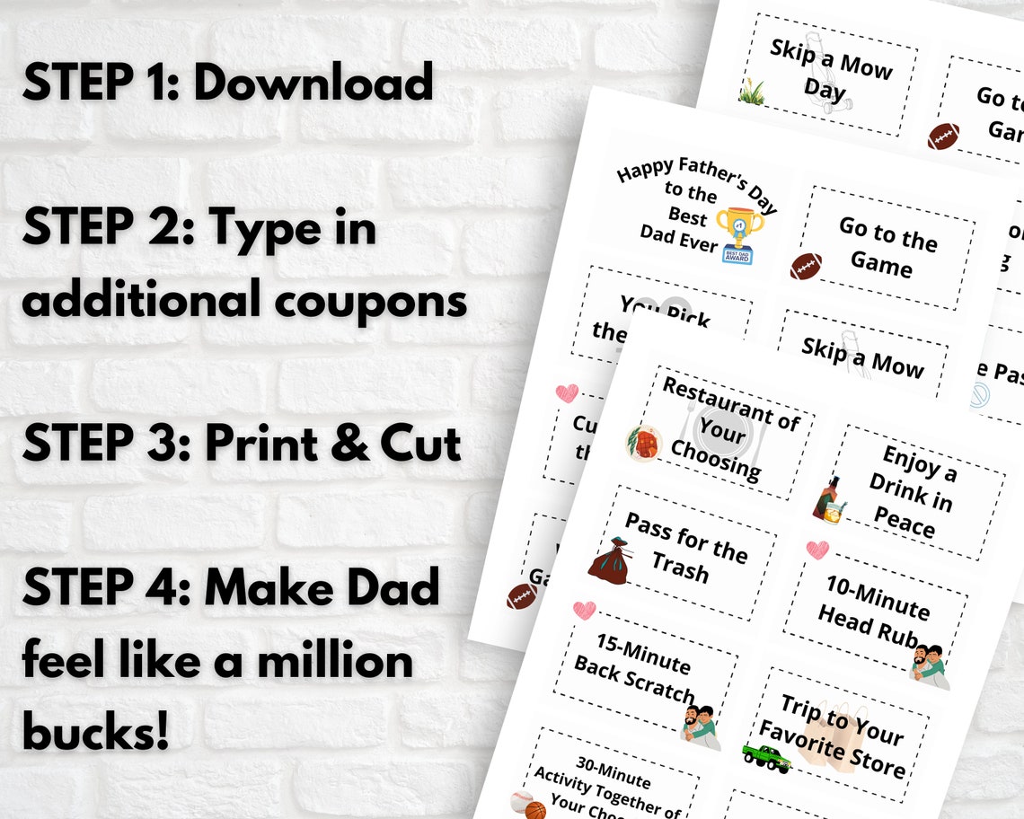 Fathers Day Gift Fill in the Blank Easy Gift Idea Dad Love Coupon Book ...