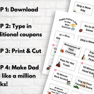 Fathers Day Gift Fill in the Blank Easy Gift Idea Dad Love Coupon Book ...