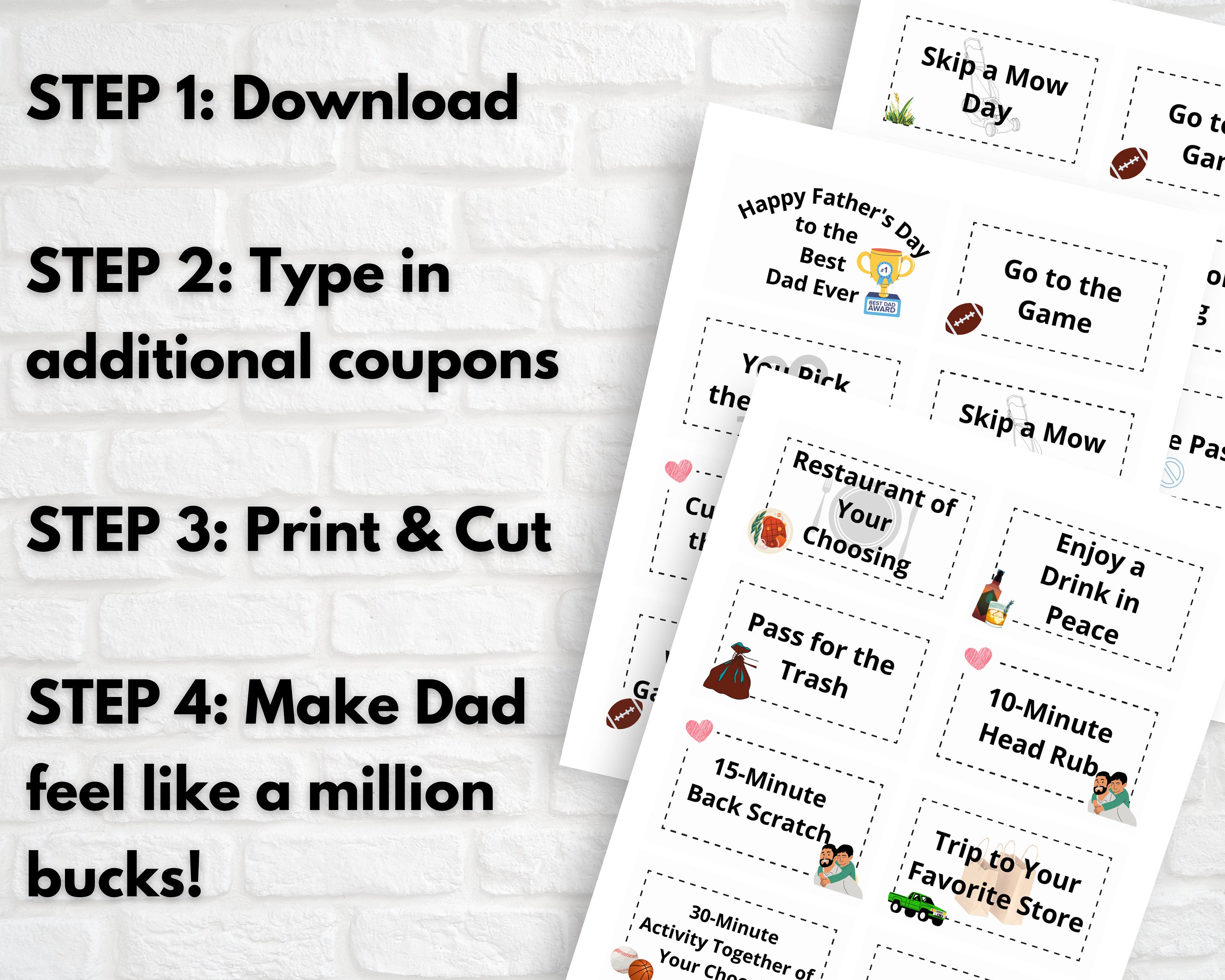 Fathers Day Gift Fill in the Blank Easy Gift Idea Dad Love Coupon Book ...