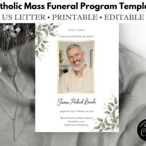 Catholic Funeral Program Template Catholic Mass Service - Etsy
