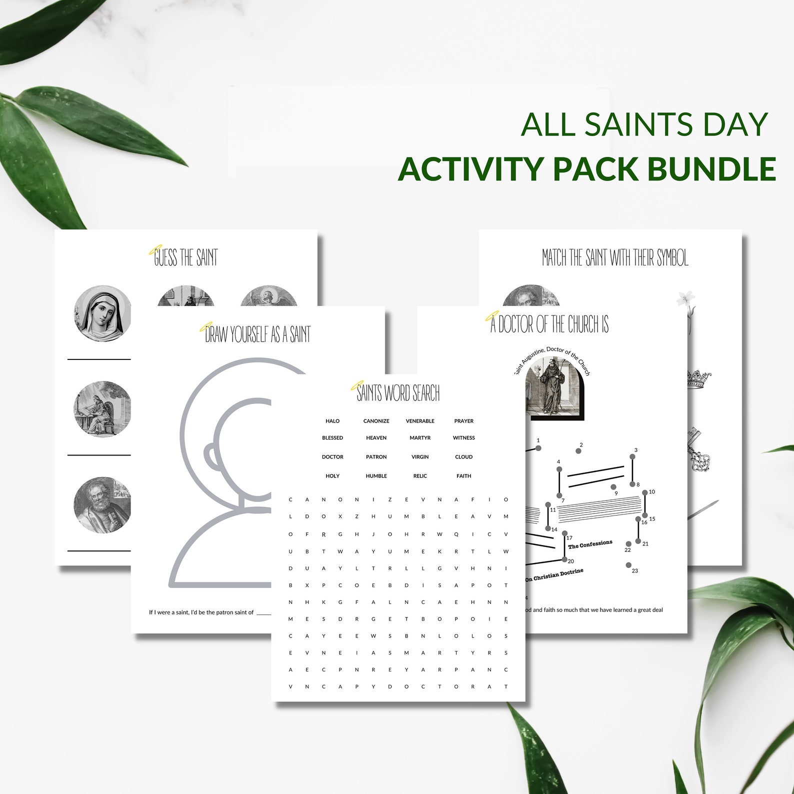 All Saints Day Printable Worksheet Pack, Catholic Halloween, Feast ...