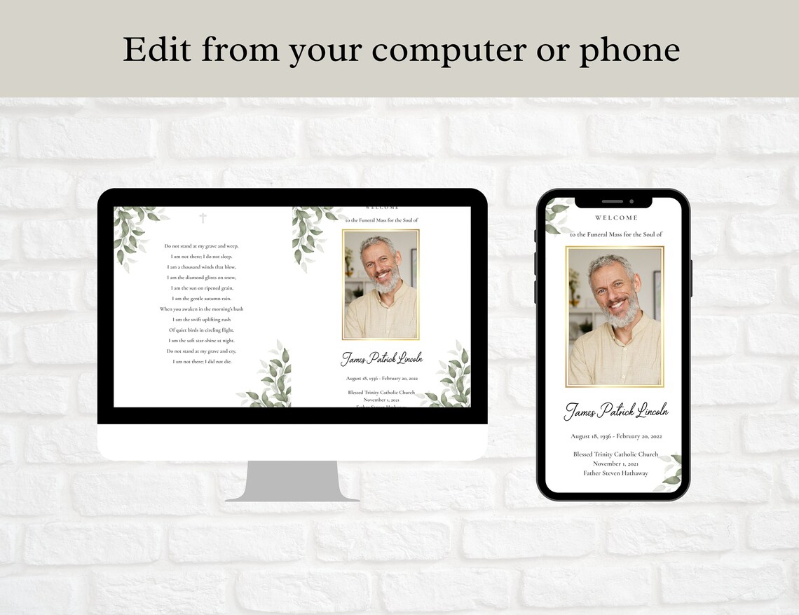 Catholic Funeral Program Template Catholic Mass Service - Etsy