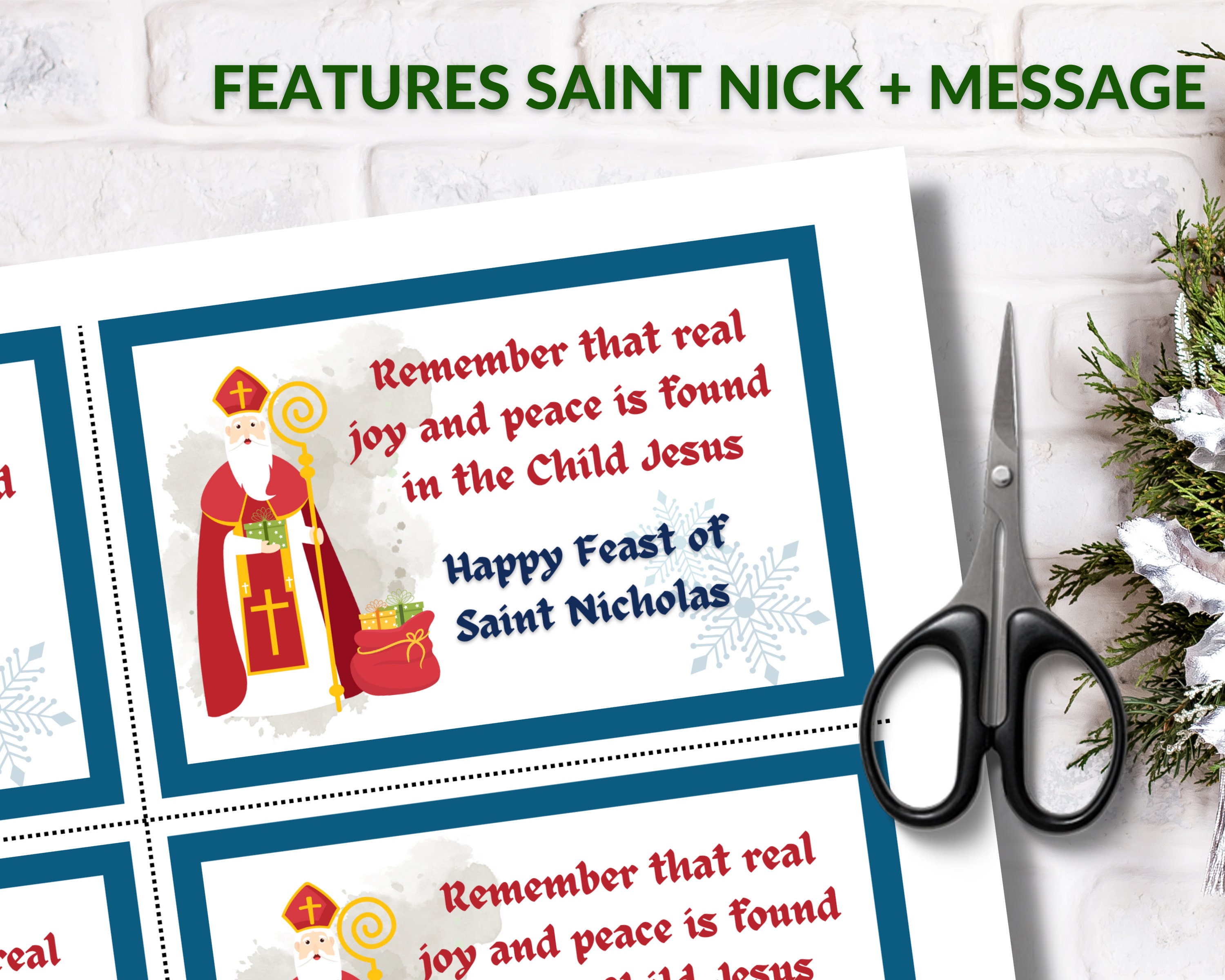 Saint Nicholas Day Card Favors, St. Nick Day, Saint Nick Day Gifts ...