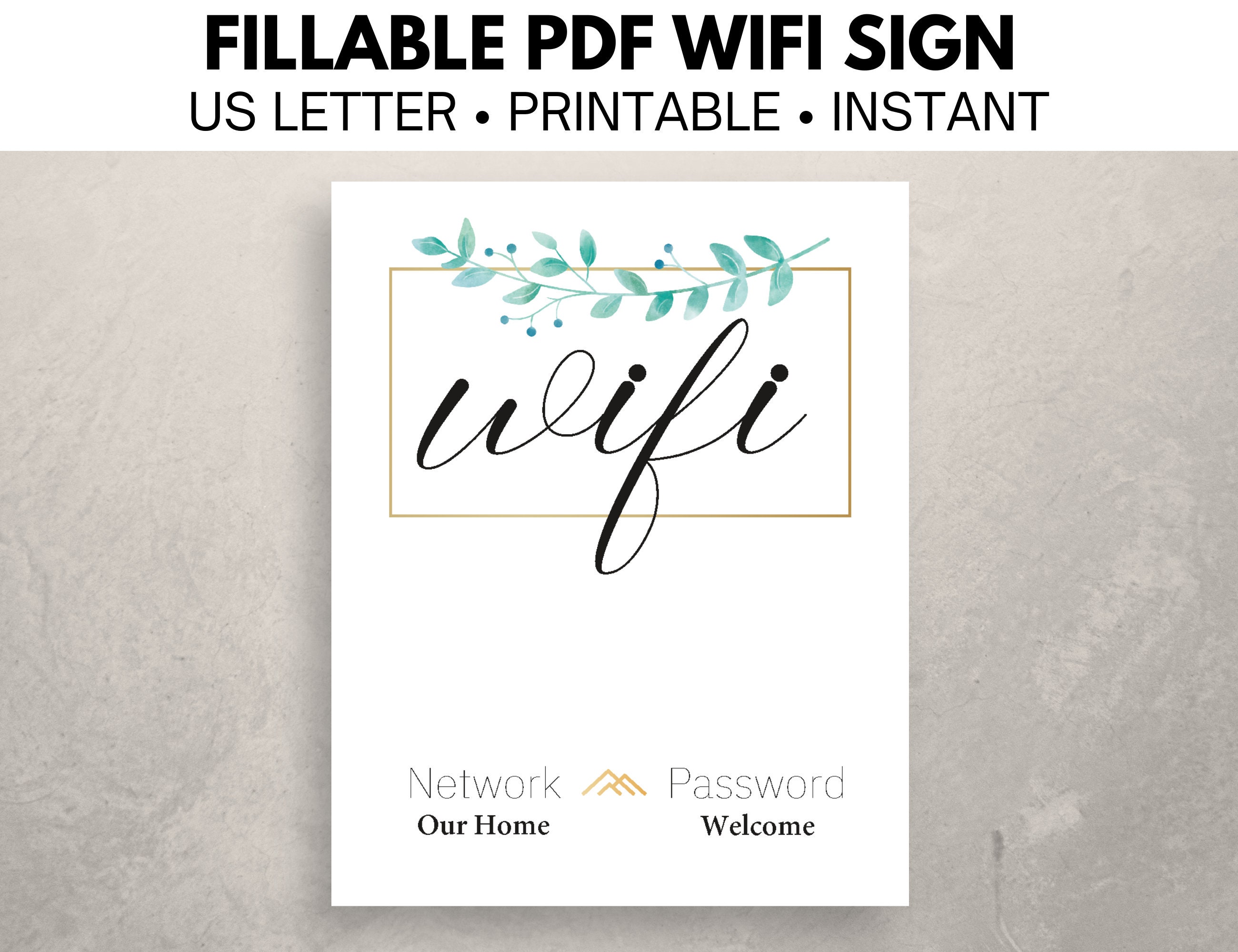 Editable Wifi Password Sign Printable Short Term Rental - Etsy Canada