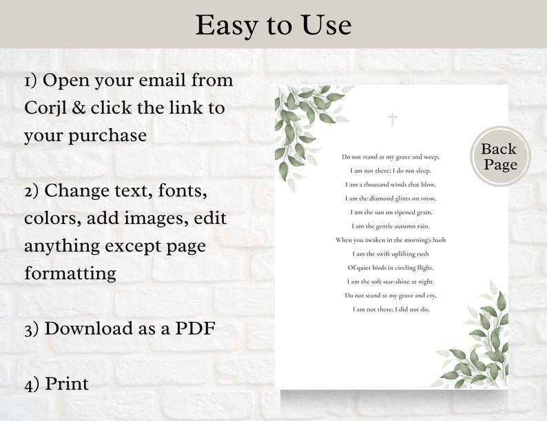 Catholic Funeral Program Template Catholic Mass Service - Etsy