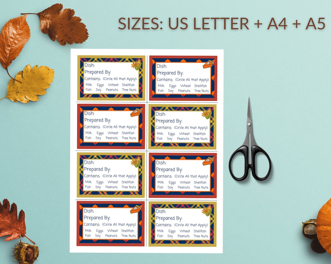 Potluck Food Labels for Thanksgiving Template Printable PDF - Etsy