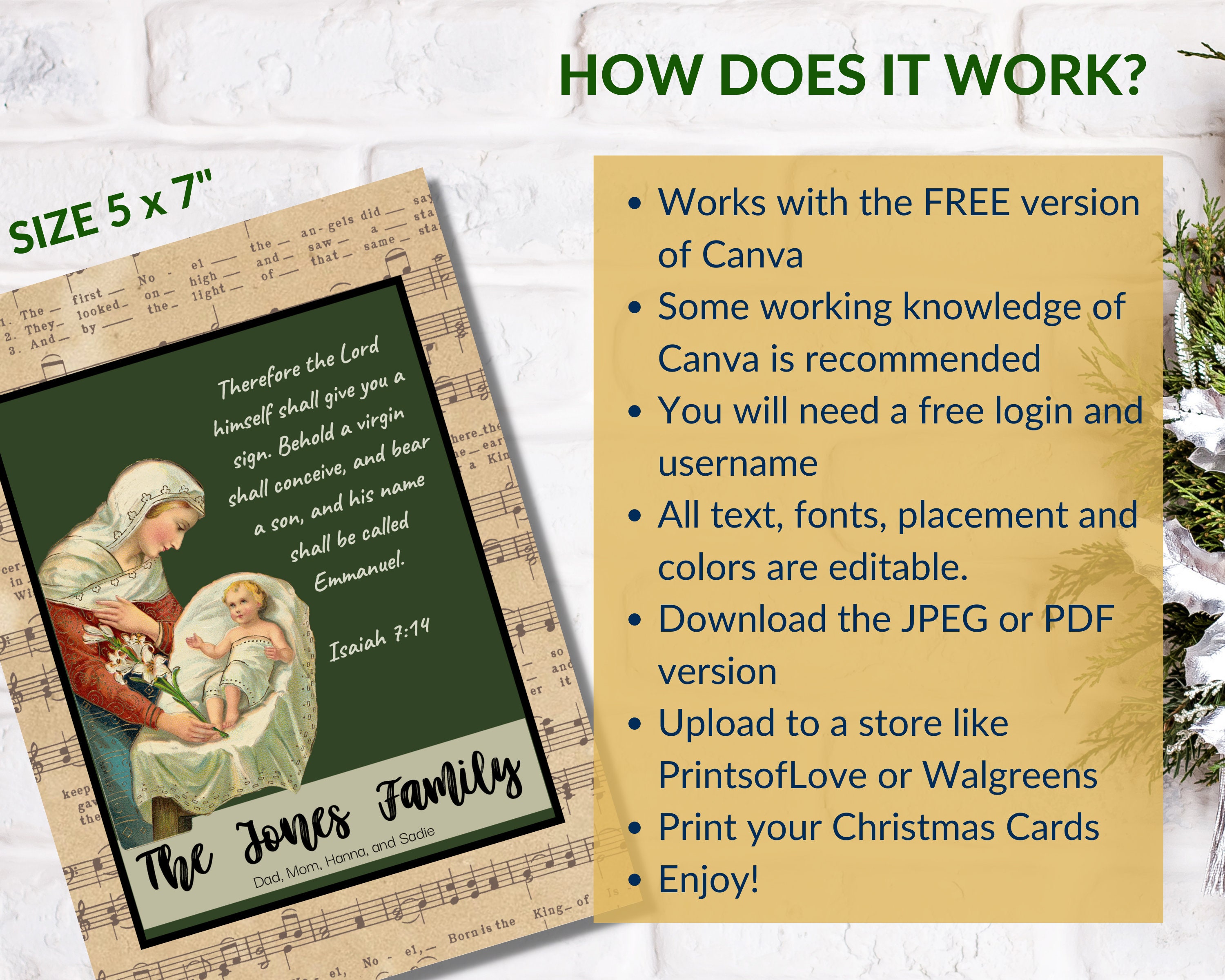 Catholic Christmas Cards With Photo Template, Family Christmas Card PNG ...