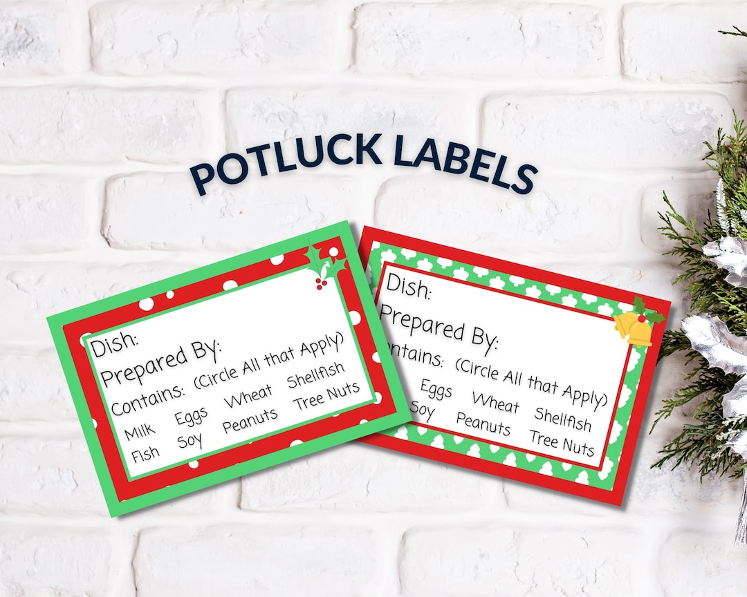 Potluck Food Labels for Christmas Template Printable PDF Download Dish ...