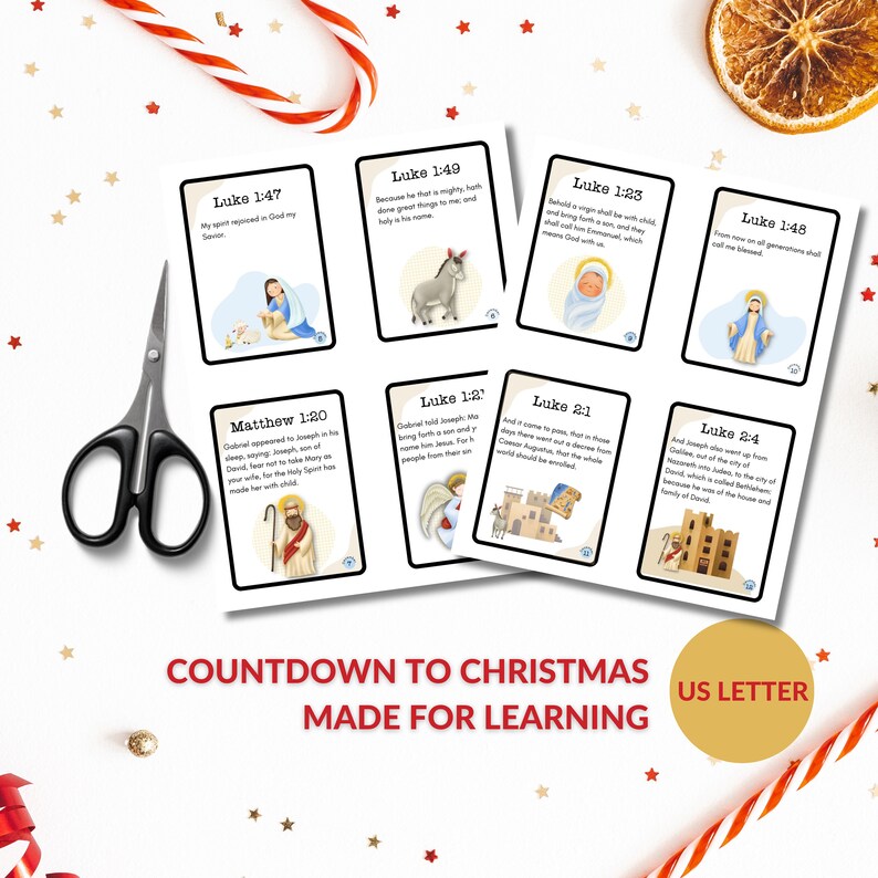 Advent Story Cards, Christmas Bible Verse Cards, Printable Nativity ...