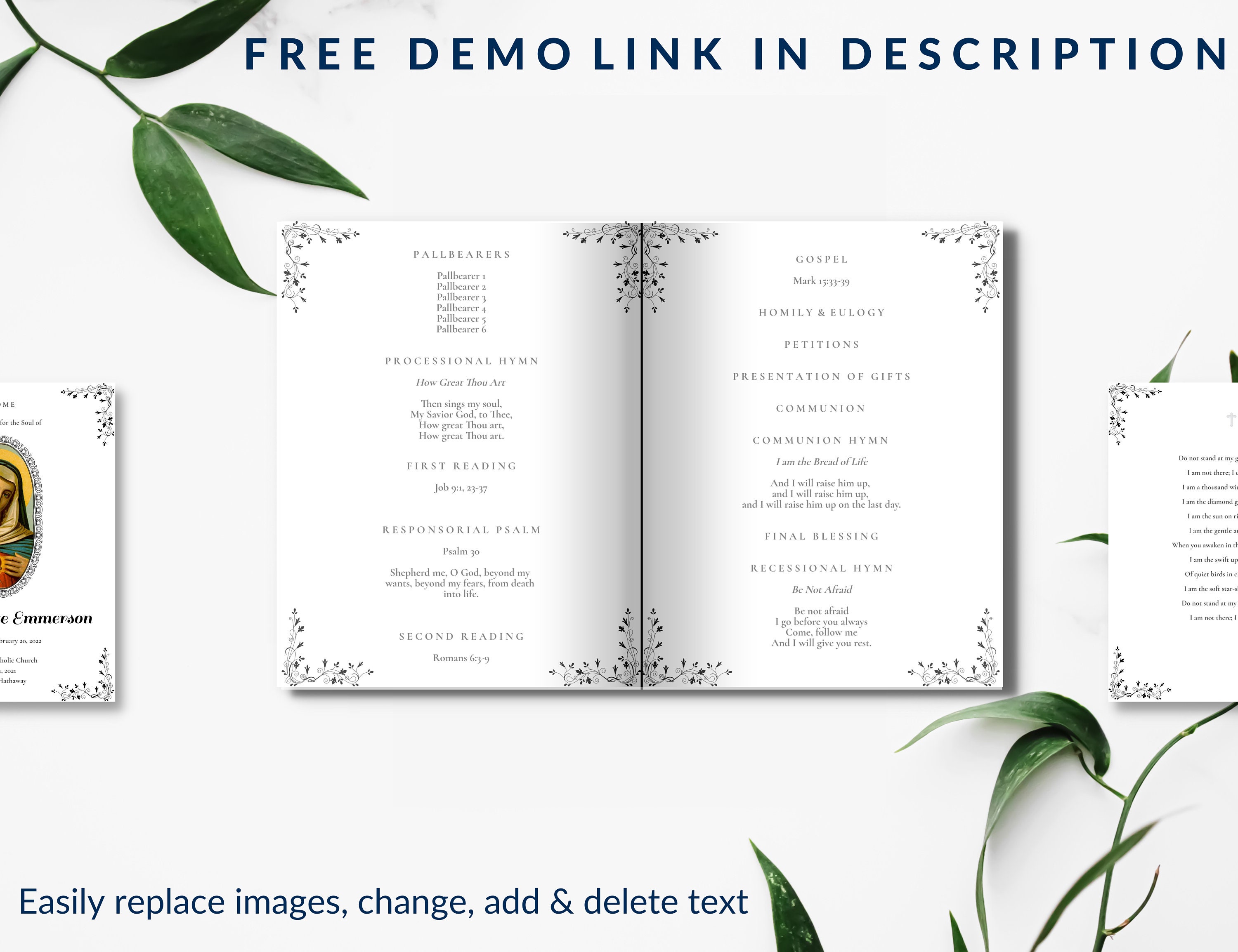 Catholic Funeral Program Template for Women Editable Booklet - Etsy UK