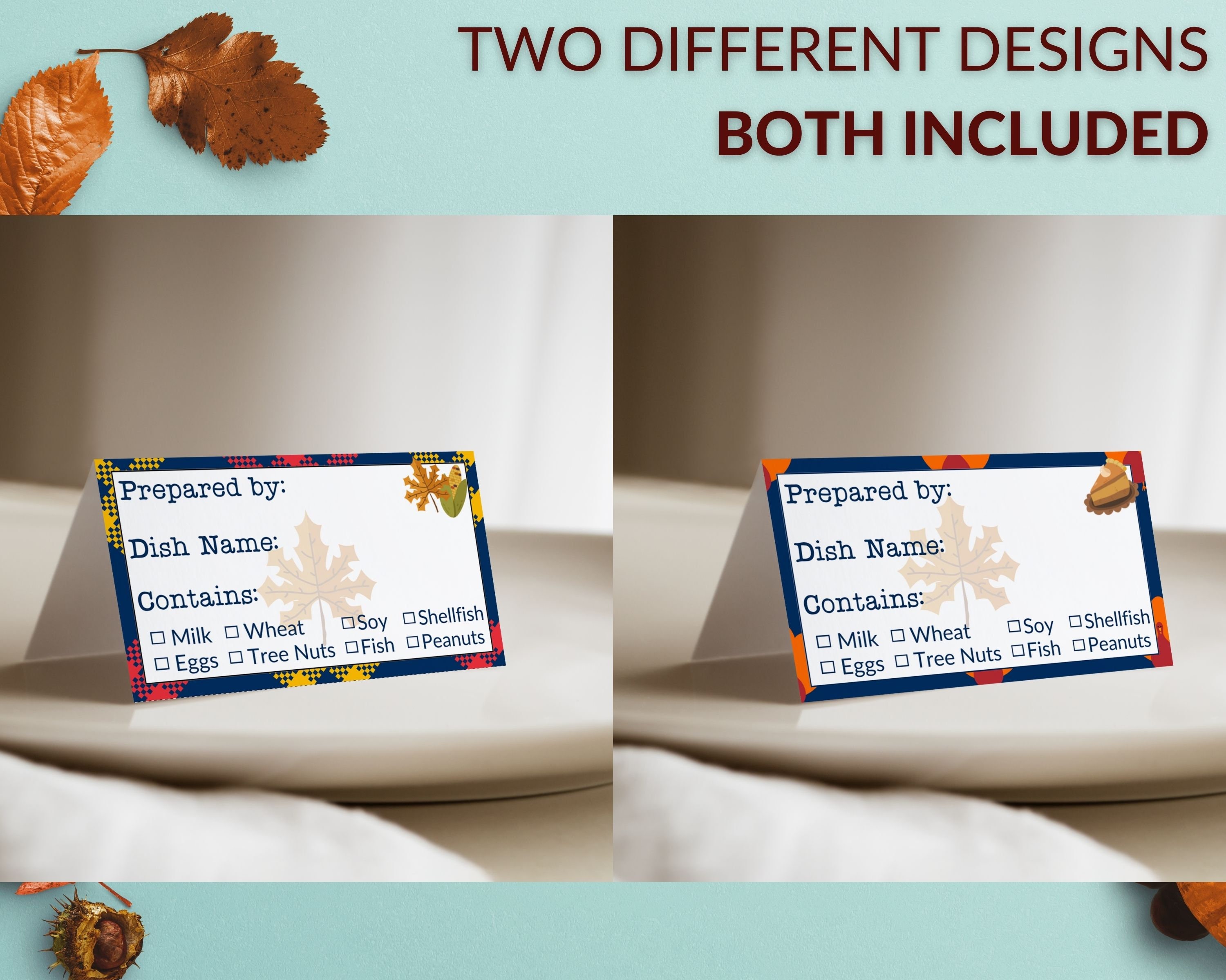 Potluck Tent Cards for Thanksgiving, Table Tents, Food Tent Cards ...