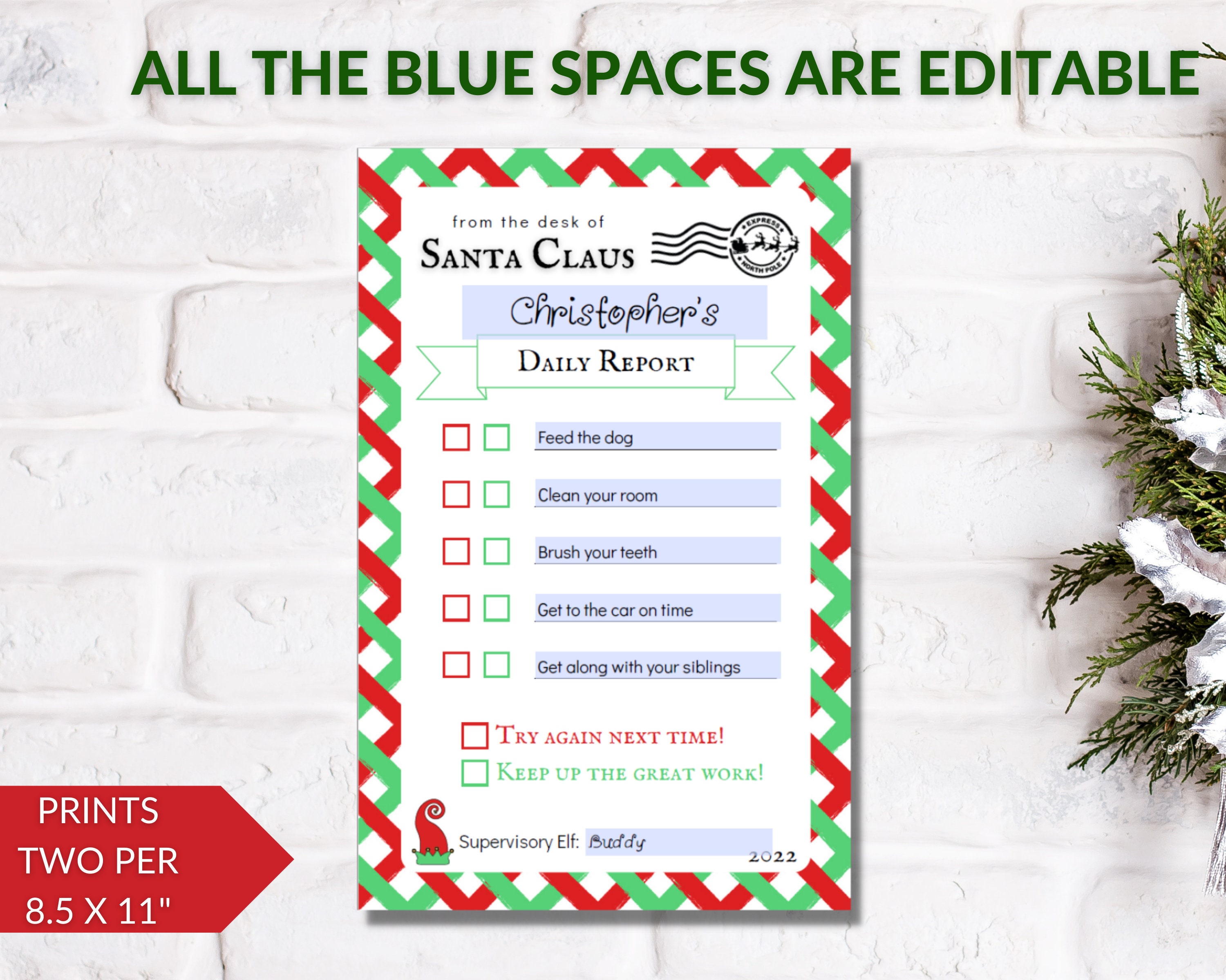 Elf Report Card, Bad Behavior Letter, Elf Warning, Elf Stationary ...